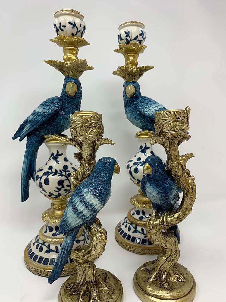 Vintage Designer Blue Parrot Candle Holder, 40cm – Dutch Hospital ...