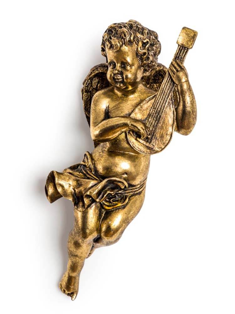 Musical Cherubs, Cherub Playing A Guitar Wall Figure, 27cm | The Dutch ...