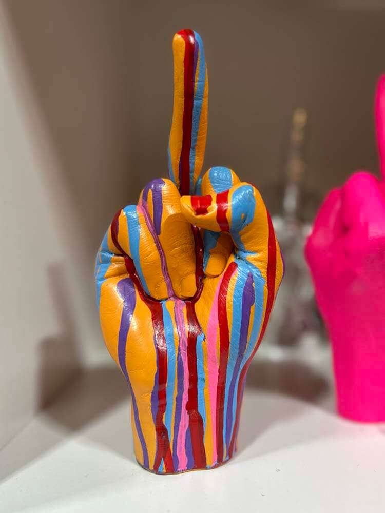 Middle Finger Hand Gesture Statue, Rainbow and Graffiti Colours, 20cm ...