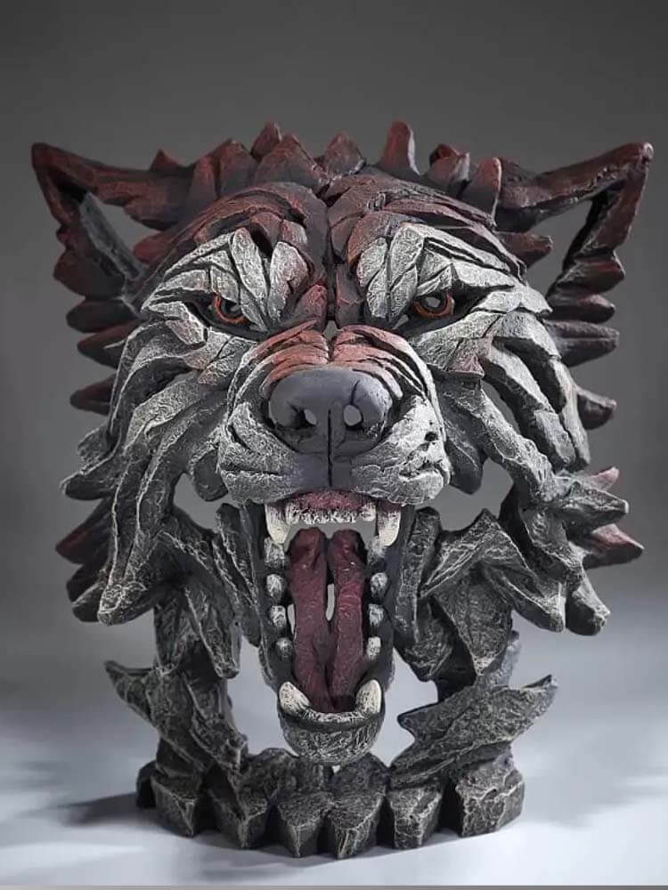 Wolf Bust Timber Colour by Edge Sculpture, 36cm – Dutch Hospital Luxury ...