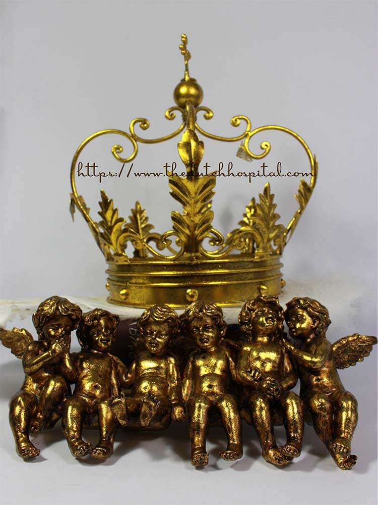 Gold Cherubs, Antique Gold Sitting Row of Cherubs & Angels, 35cm ...