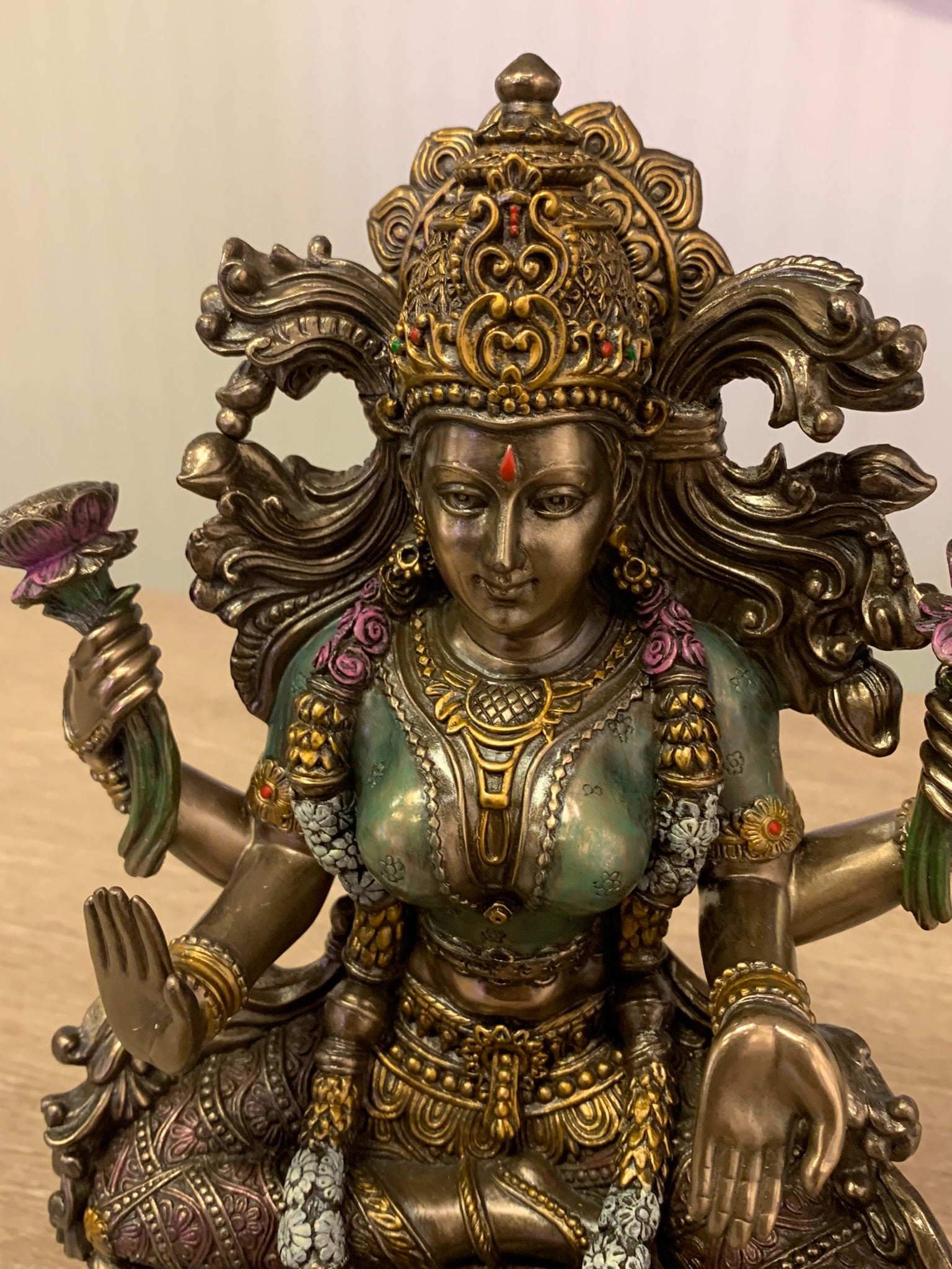 Goddess Lakshmi Sitting on Lotus, Hindu God Statue, 28cm – Dutch ...
