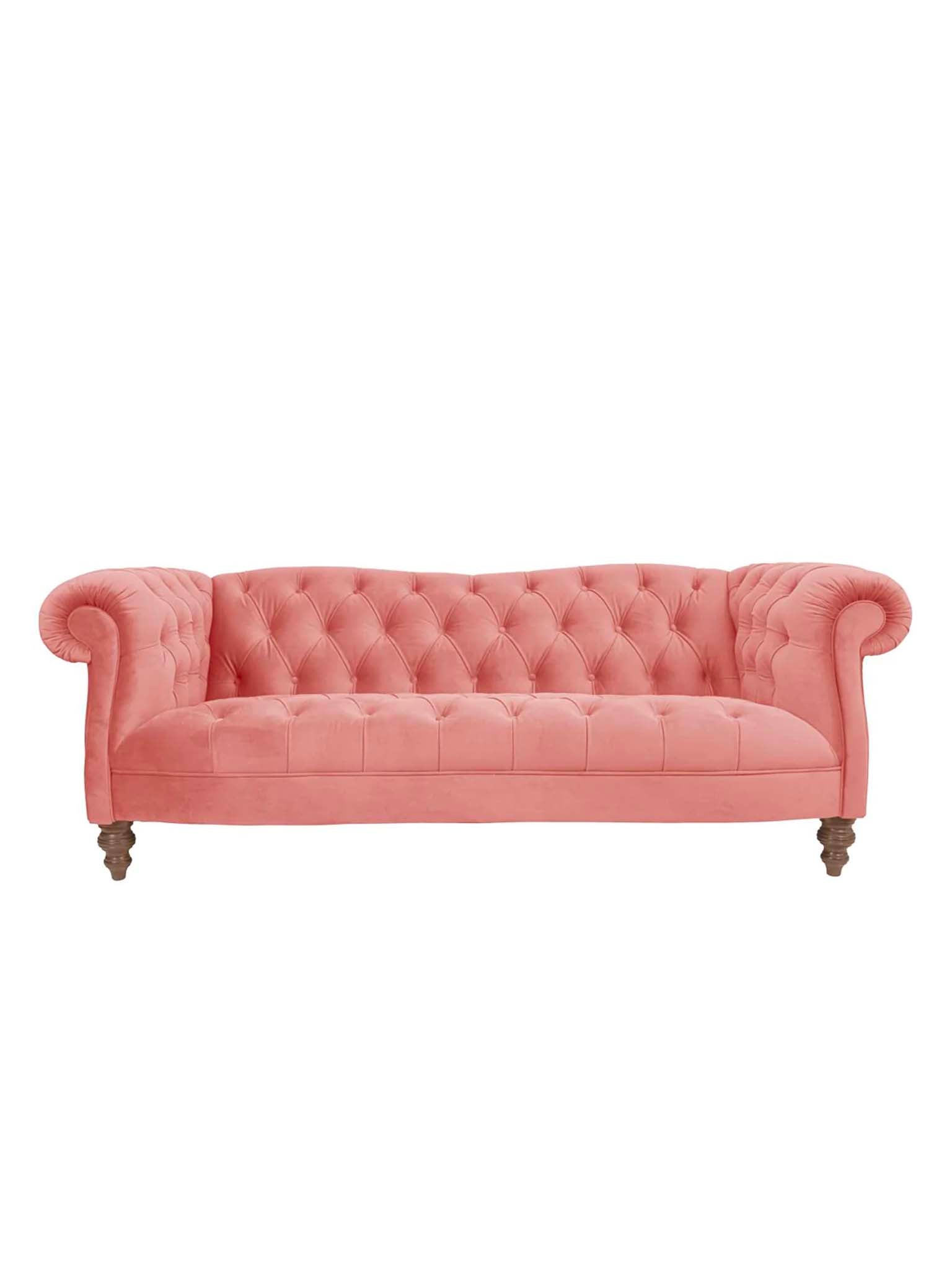 Made to Order Classic Chesterfield Sofa, Velvet Rose Sofa With Light L ...