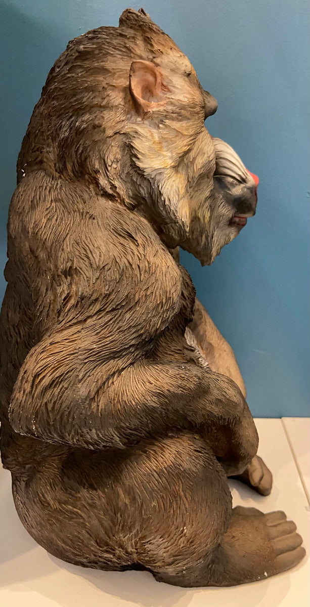Animal Sculpture - Sitting Baboon Figure – Dutch Hospital Luxury Lifestyle