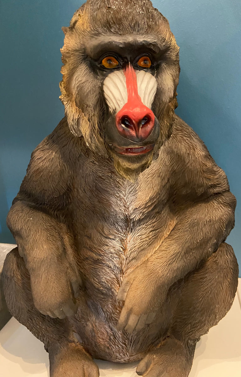 Animal Sculpture - Sitting Baboon Figure – Dutch Hospital Luxury Lifestyle