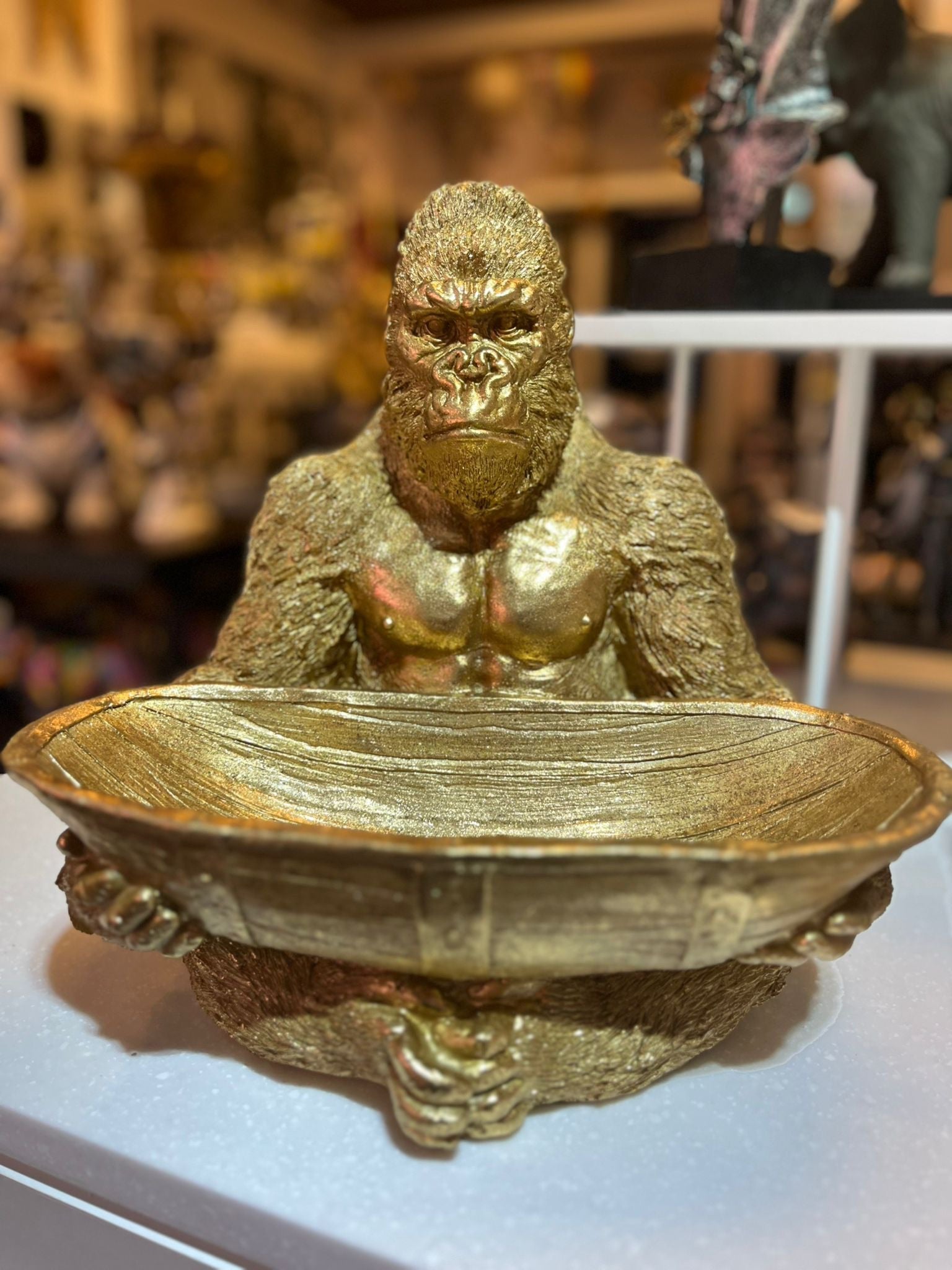 Decorative Gold gorilla Holding Storage Dish – Dutch Hospital Luxury ...